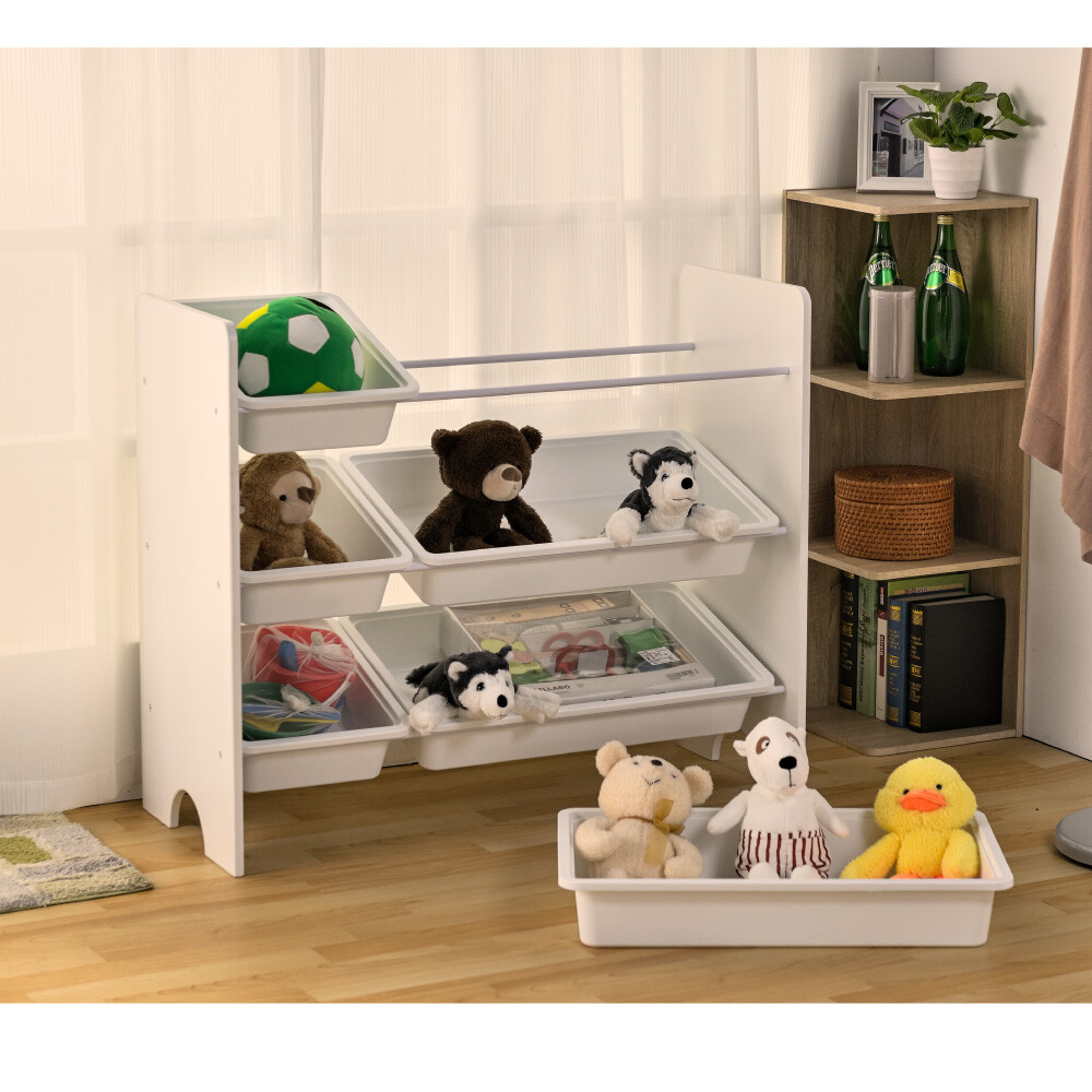 【ikloo】純白兒童玩具組合收納置物架 (兒童玩具 收納架 分層 書櫃 書架 收納櫃)BN176 － 松果購物