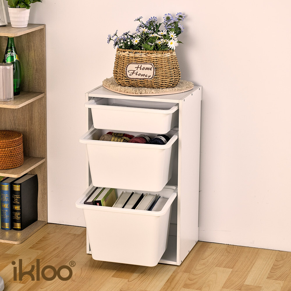 【ikloo】純白兒童玩具三層抽屜式置物架(兒童玩具 收納架 分層 書櫃 書架 收納櫃)BN177 － 松果購物