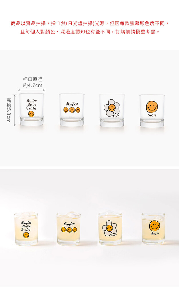 【韓國SSUEIM】HELLO微笑款玻璃燒酒杯4件組60ml － 松果購物