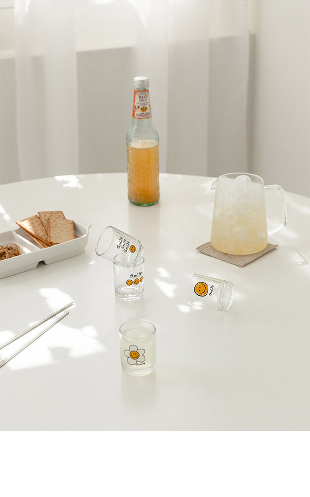 【韓國SSUEIM】HELLO微笑款玻璃燒酒杯4件組60ml － 松果購物
