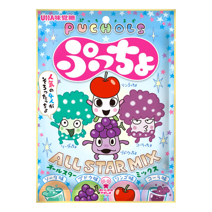 +東瀛go+UHA 味覺糖 噗啾 4味綜合軟糖 80g 軟糖 PUCHOLS 普超 夾心糖 日本必買 － 松果購物