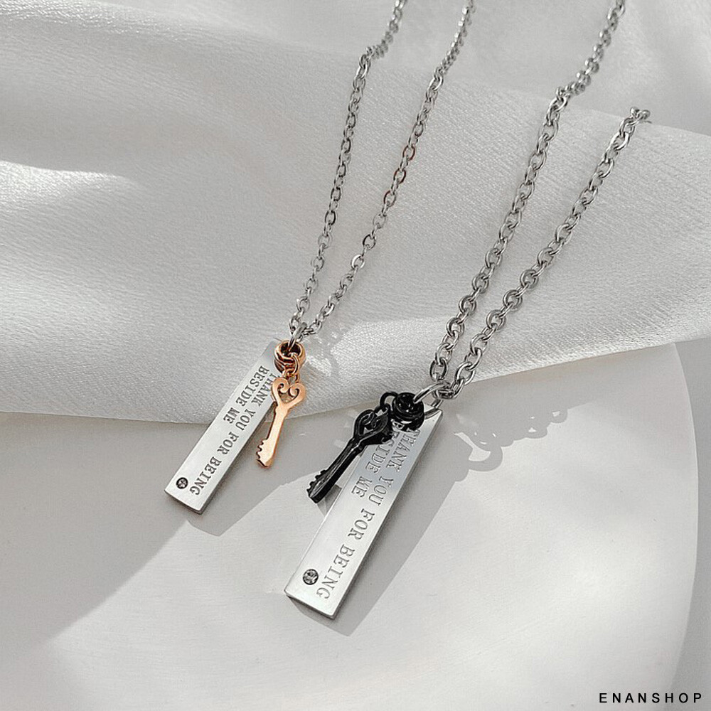 鈦鋼鑰匙方塊項鍊 韓版流行 項鍊 情侶對鍊 抗生鏽 不過敏 可戴著洗澡 惡南宅急店【0006A】 － 松果購物