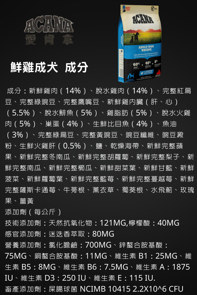 【ACANA 愛肯拿】2KG 狗飼料 WDJ推薦天然糧 🐓潔牙成犬-雞肉+新鮮蔬果 無穀配方 － 松果購物