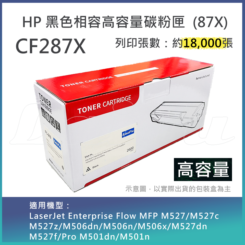 【LAIFU】HP CF287X (87X) 相容黑色高容量碳粉匣(18K) 適用 MFP M527 － 松果購物