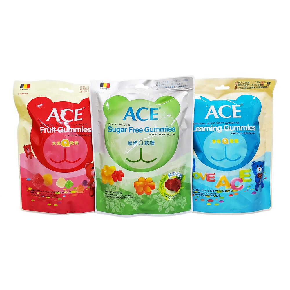 比利時ACE Q軟糖 240g/袋 (水果、字母、無糖) － 松果購物